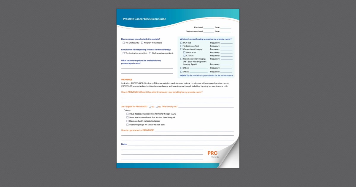 Provenge and Prostate Cancer Discussion Guide