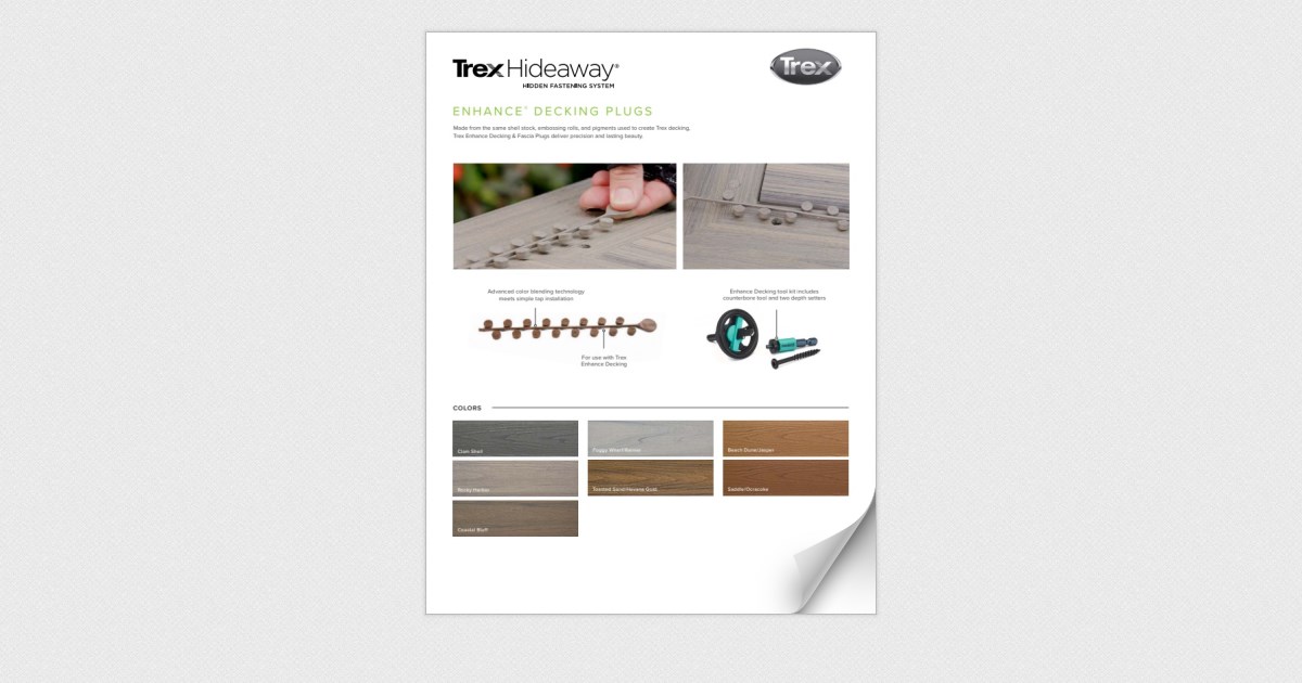 Trex Hideaway® Enhance® Decking Plugs Cut Sheet