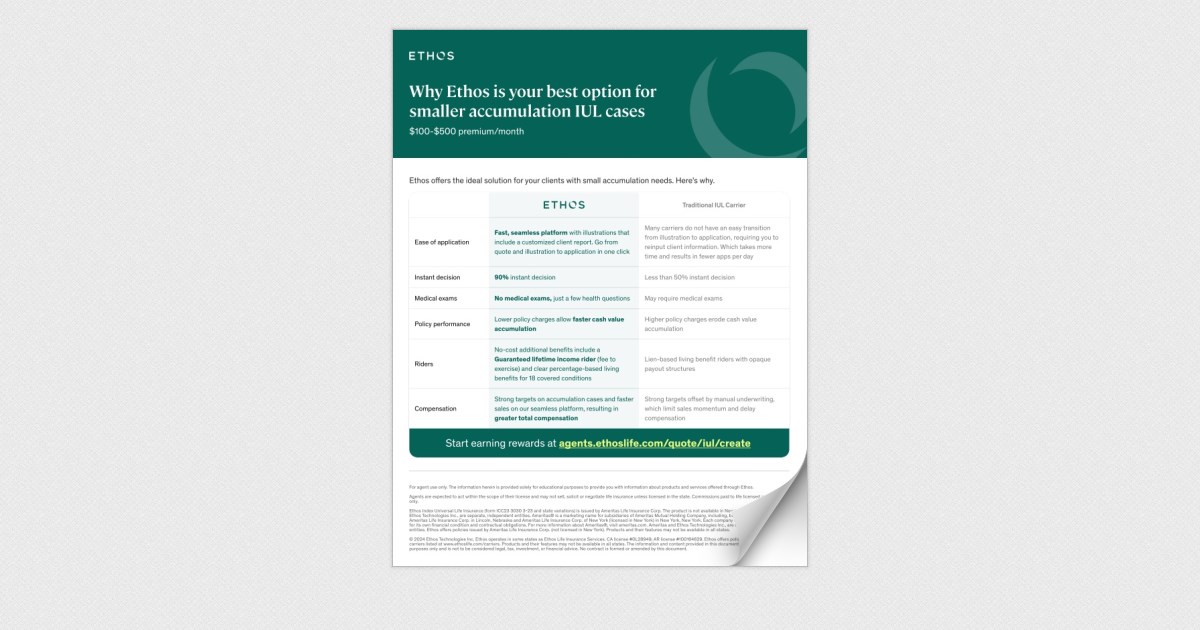 Why Ethos is your best option for smaller accumulation IUL