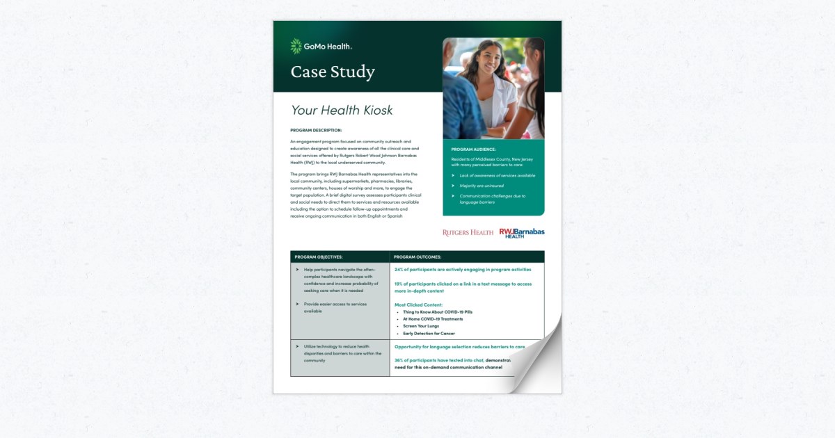 GoMo Health Rutgers Health RWJBH Your Health Kiosk Program
