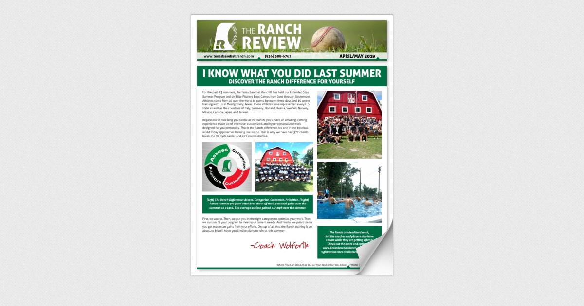 Texas Baseball Ranch April/May 2019