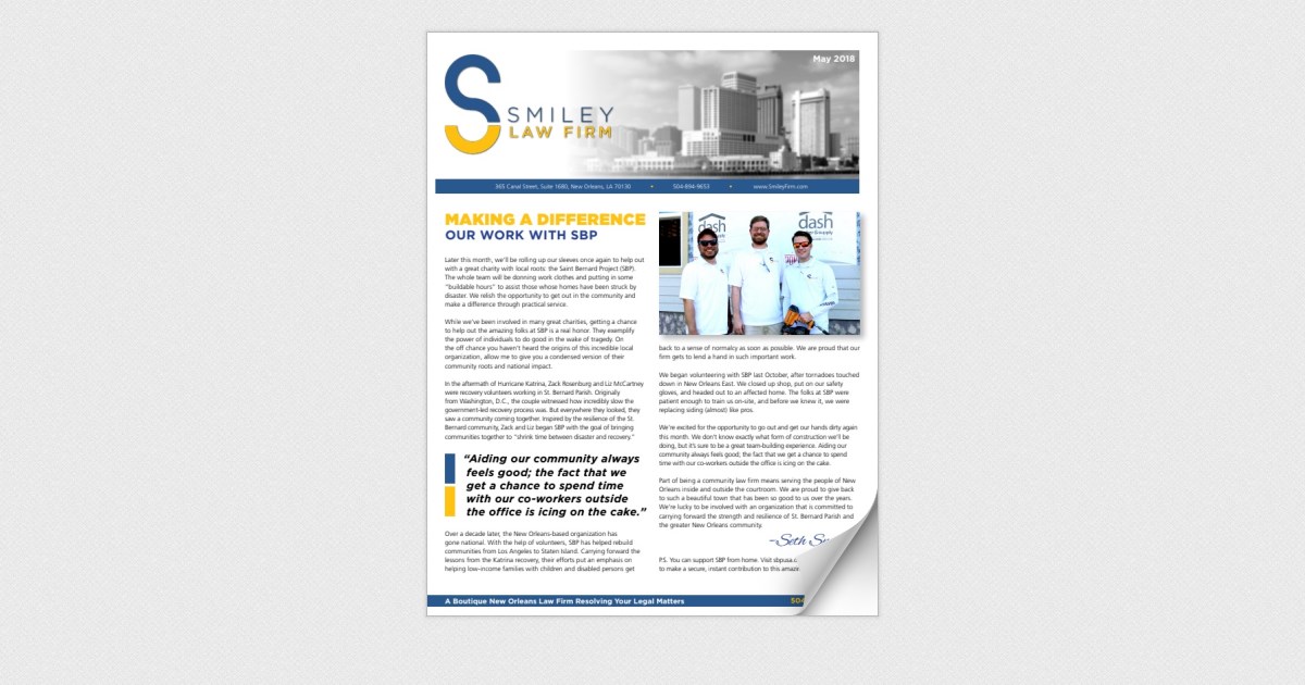 Smiley Law Firm May 2018