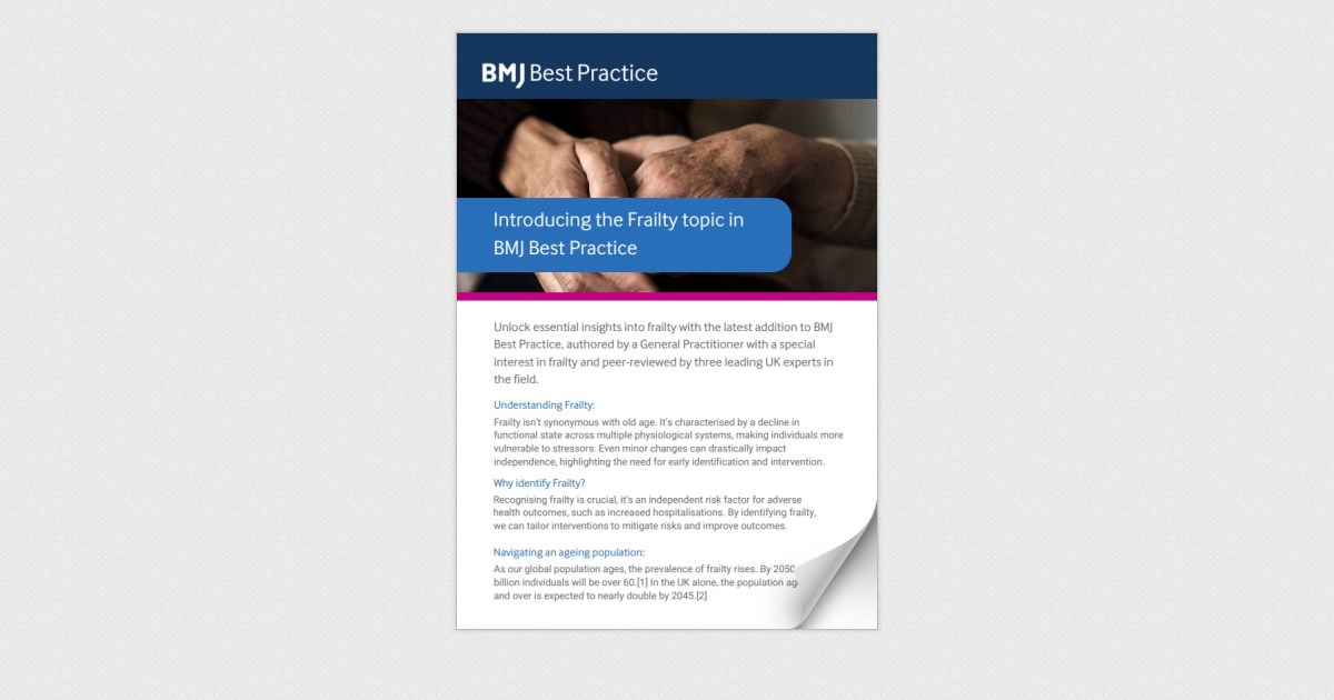 BMJ Best Practice Frailty flyer - Webinar Takeaway