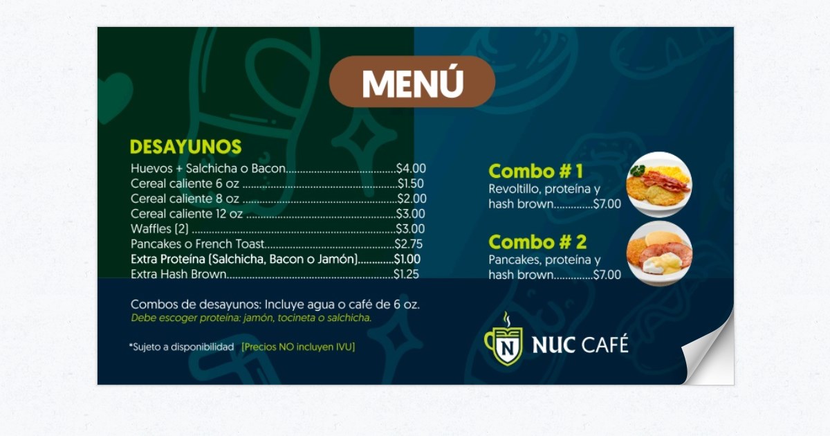Menú NUC Café