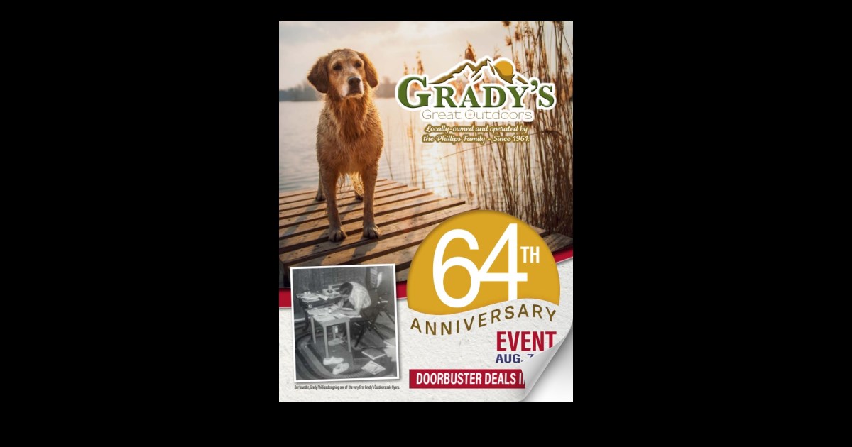 Gradys 64th Anniversary Event flier August 7 - 16