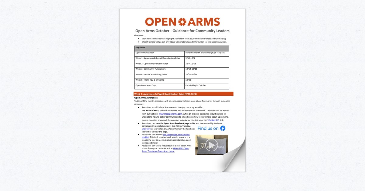 Open Arms October Guidance for Community Leaders