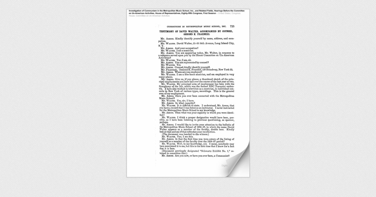 David Walter HUAC Testimony