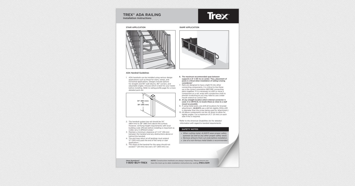 Trex ADA Secondary Handrail Installation Instructions