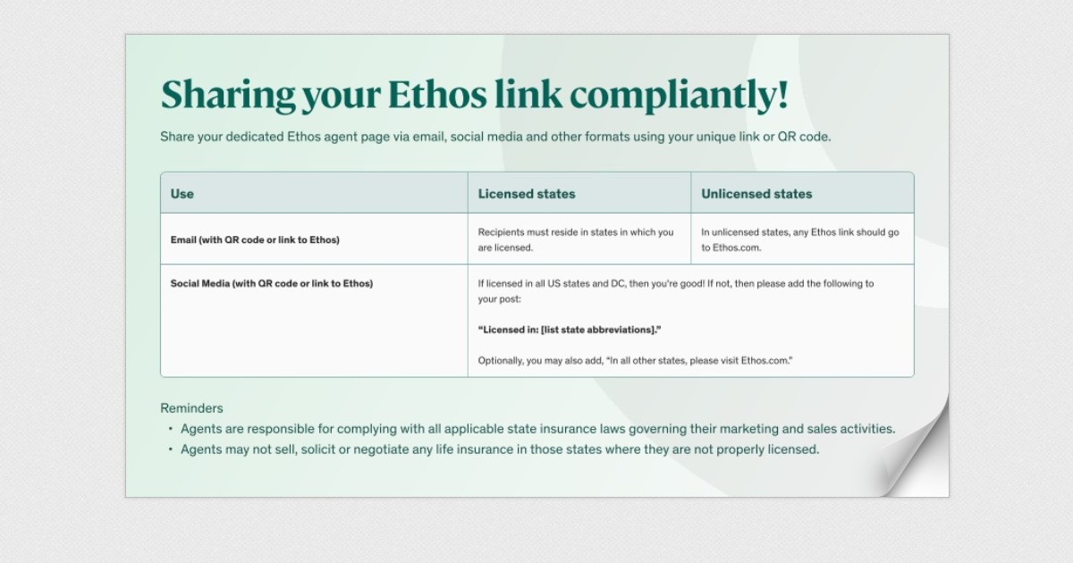 Sharing your Ethos link compliantly