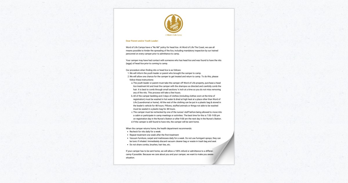 Head Lice Inspection Policy and Protocol