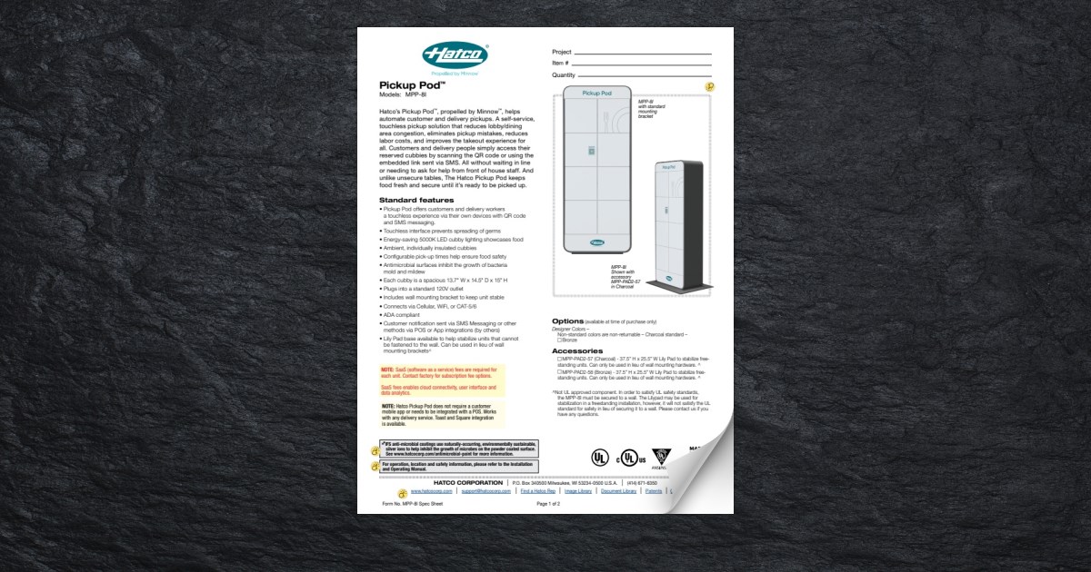 Hatco_Minnow Pickup Pod_MPP-8I