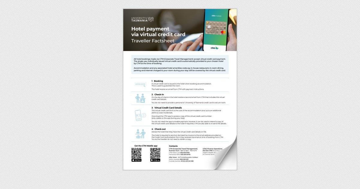 UTAS Traveller Factsheet: virtual credit card