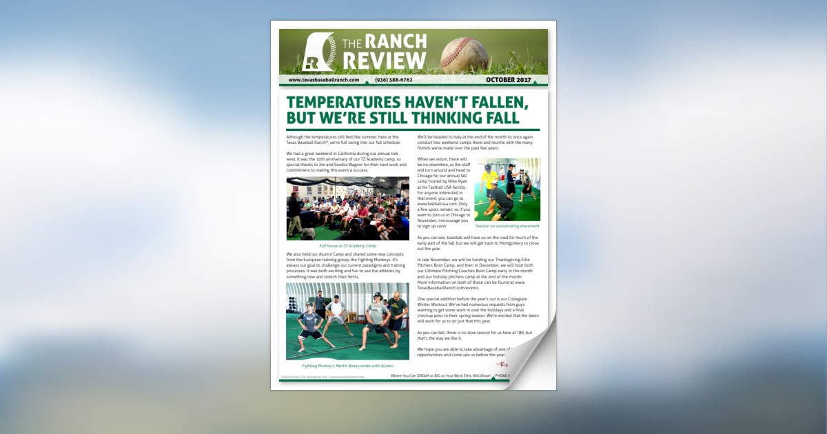 Texas Baseball Ranch October 2017