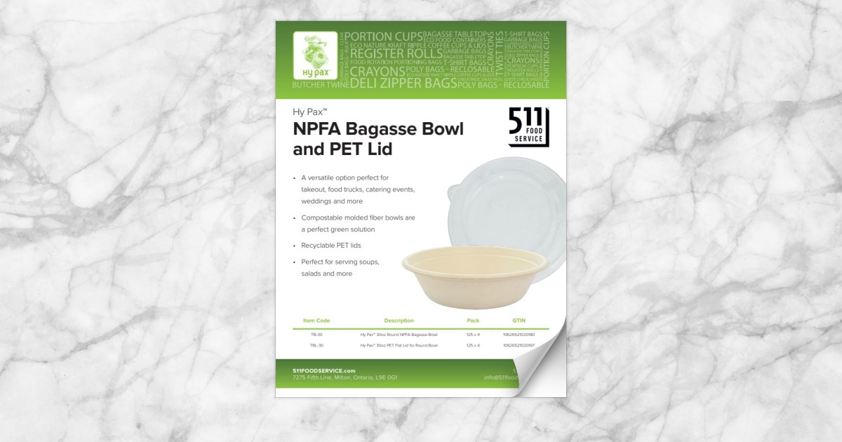 Hy Pax - NPFA Bagasse Bowl and PET Lid