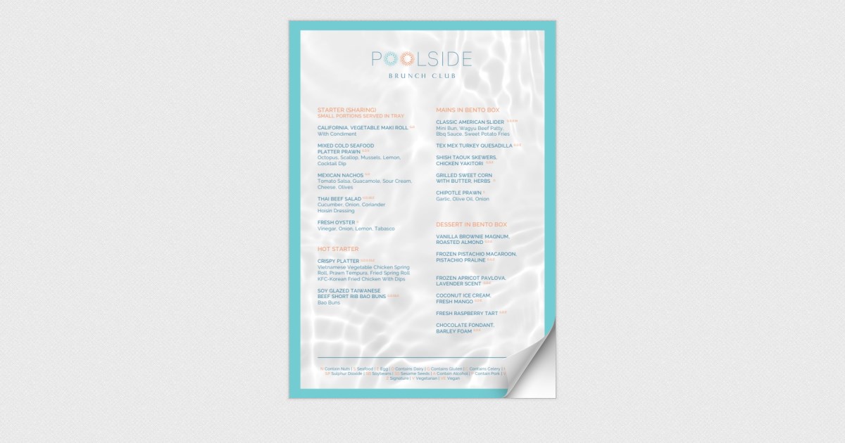 Poolside Brunch Club Menu
