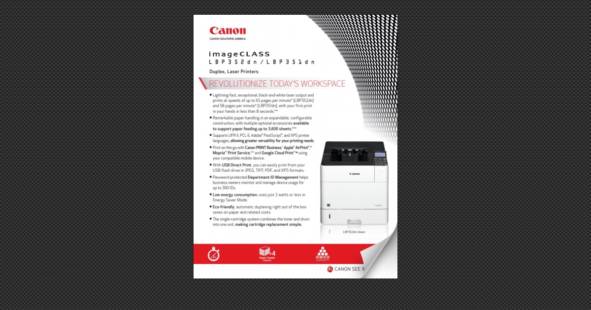 imageCLASS LBP352dn/LBP351dn Brochure