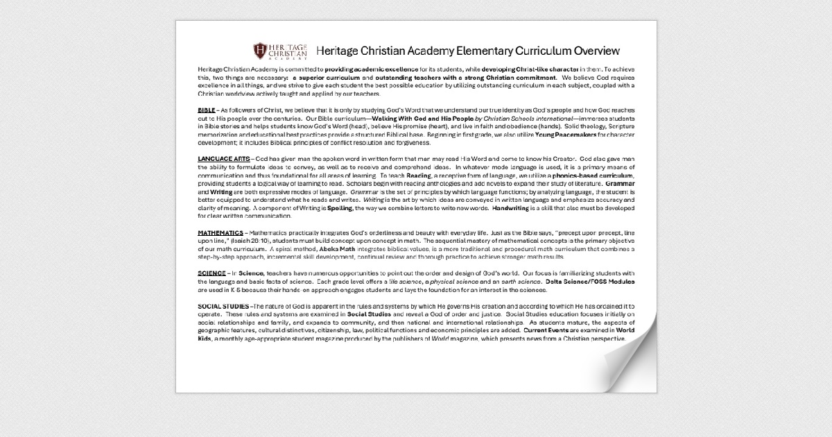 2025-2026 K-5 Curriculum Sequence