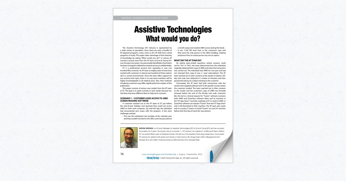 Assistive Technologies What would you do?