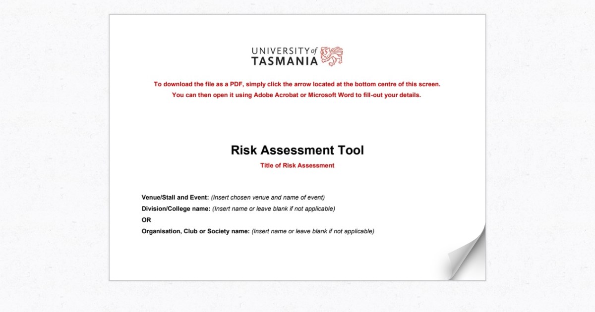 UTAS Risk Assessment Tool