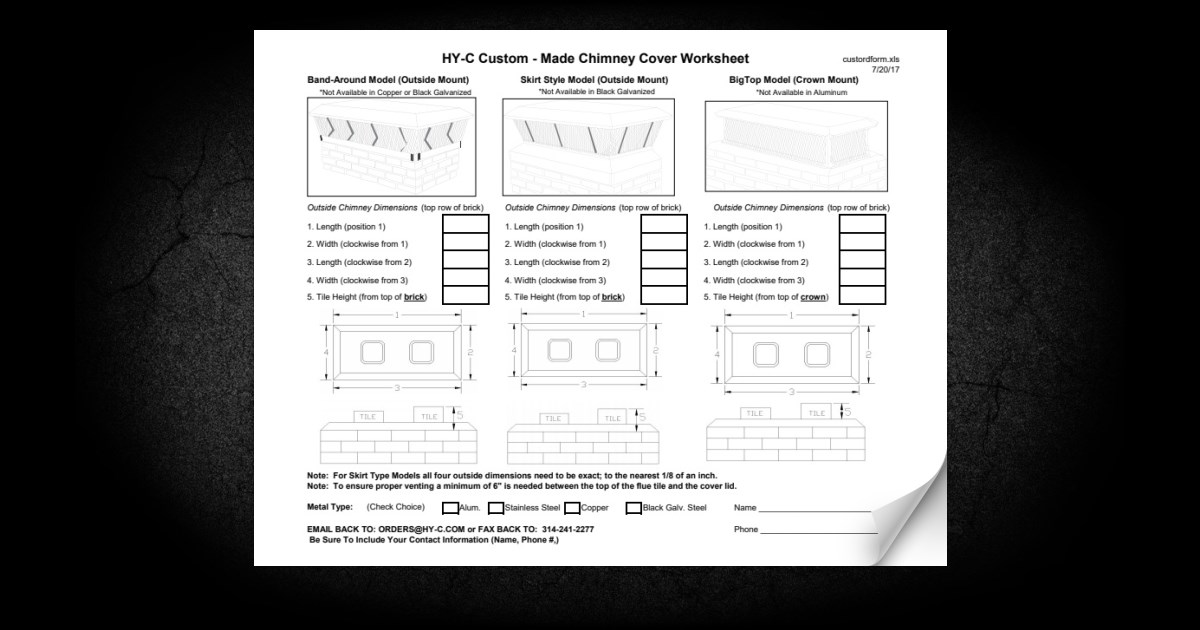 Draft King® Custom Chimney Cap Order Form