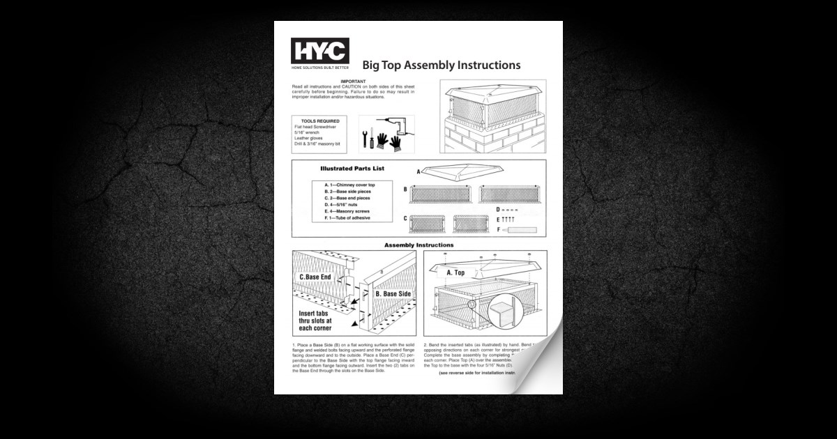 Draft King® BigTop™ Installation Instructions