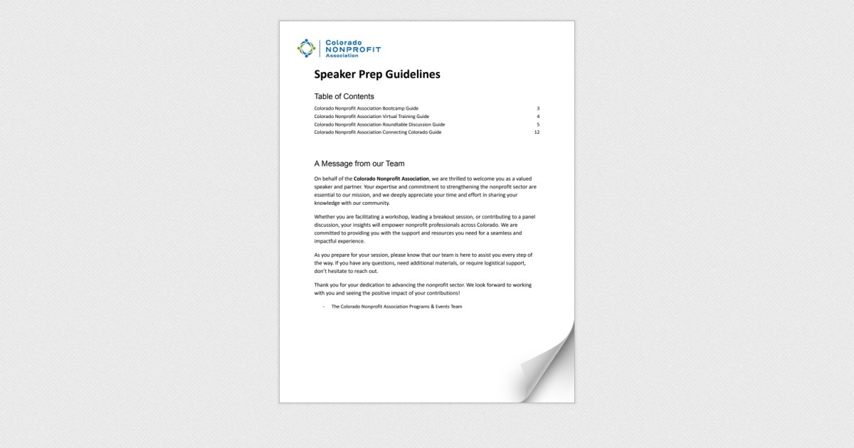 Program & Events Speaker Guidelines + Prep