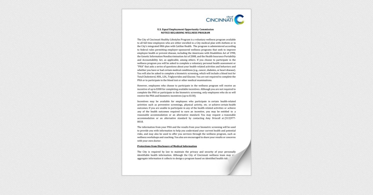 EEOC Notice Regarding Wellness Programs