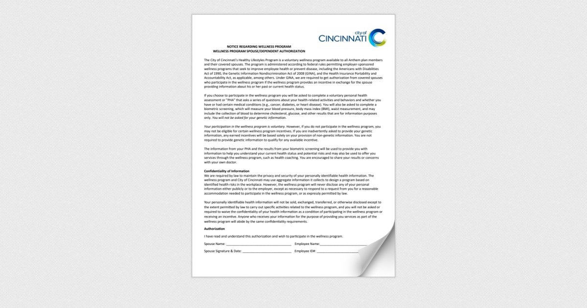 GINA Notice Regarding Wellness Program - Spouse Dependent A…