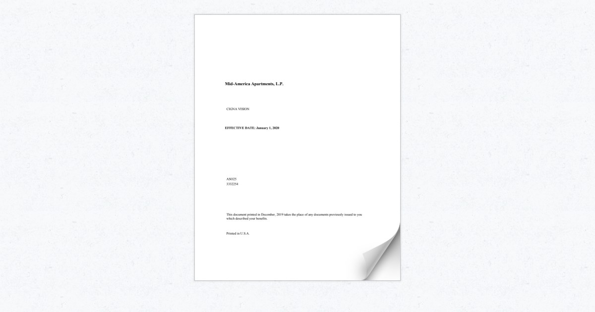 Cigna Vision Summary Plan Description