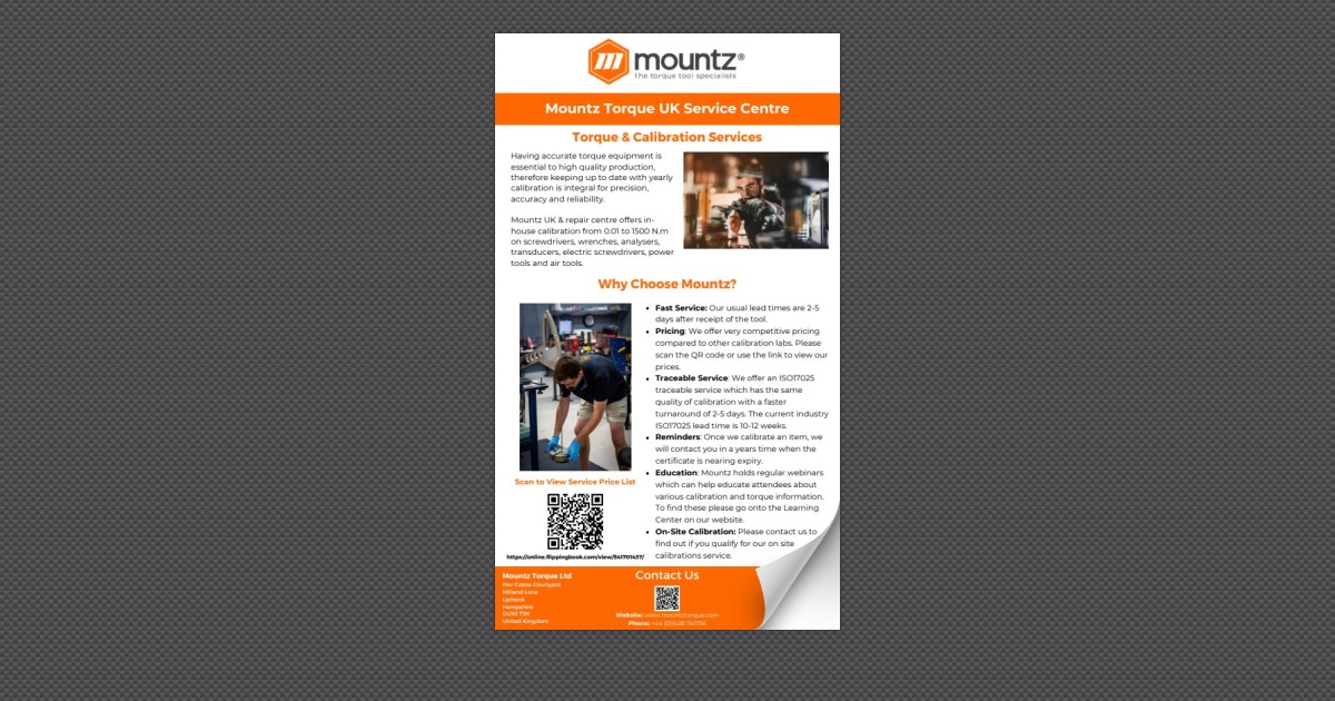 Mountz UK Service Centre Leaflet