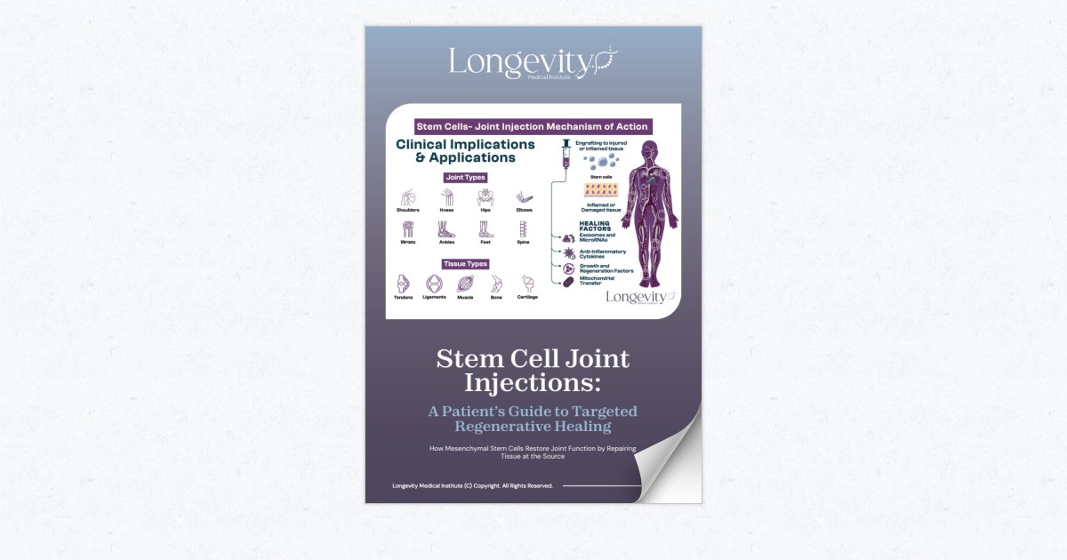 Longevity Medical Institute®: Stem Cell Joint Injections