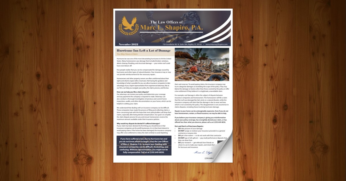 Law Office of Marc L. Shapiro, P.A. - November 2022
