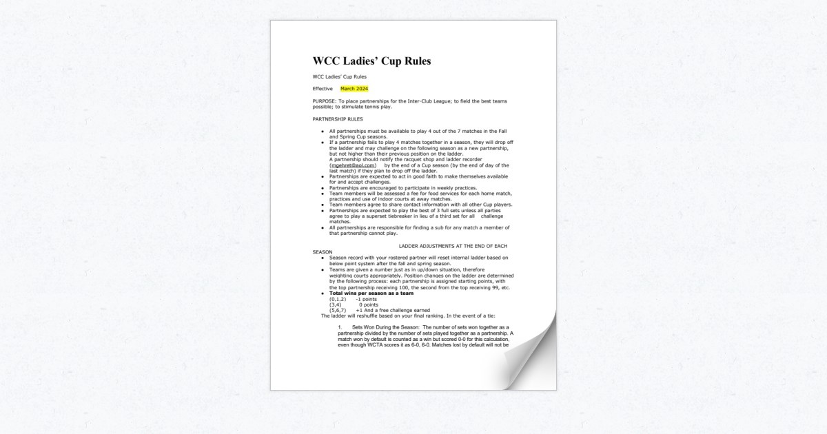 WCC Ladies Cup Rules (edited march 2024 )